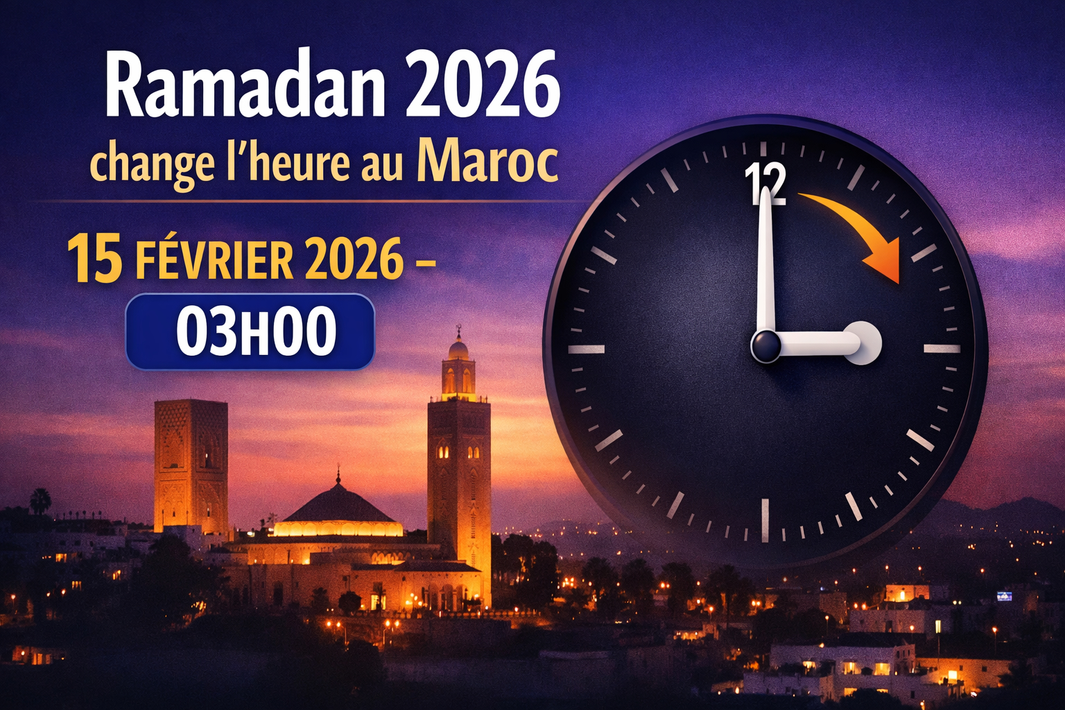 Changement d’heure au Maroc: le passage à GMT calé sur le Ramadan 2026 ...